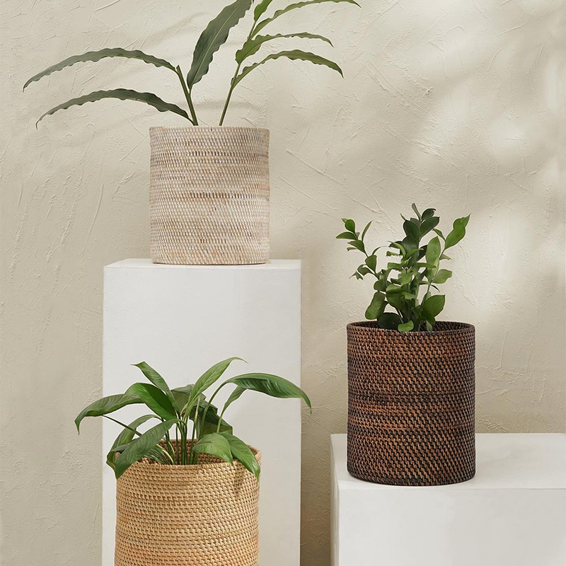 Rattan flower pots | Wicker Indoor Planters | Large wicker planter ...
