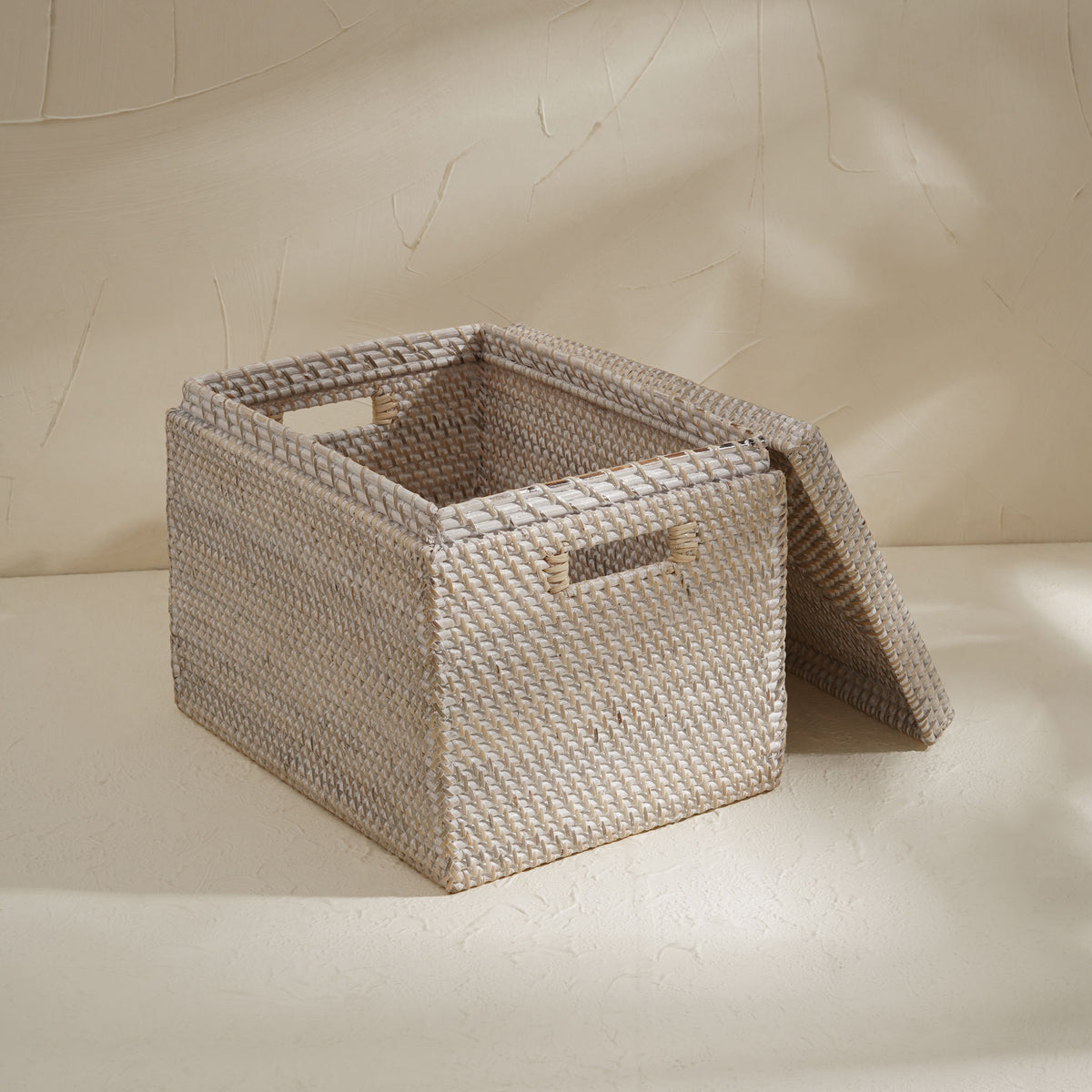 Rattan Storage Basket | White Storage Boxes with Lids