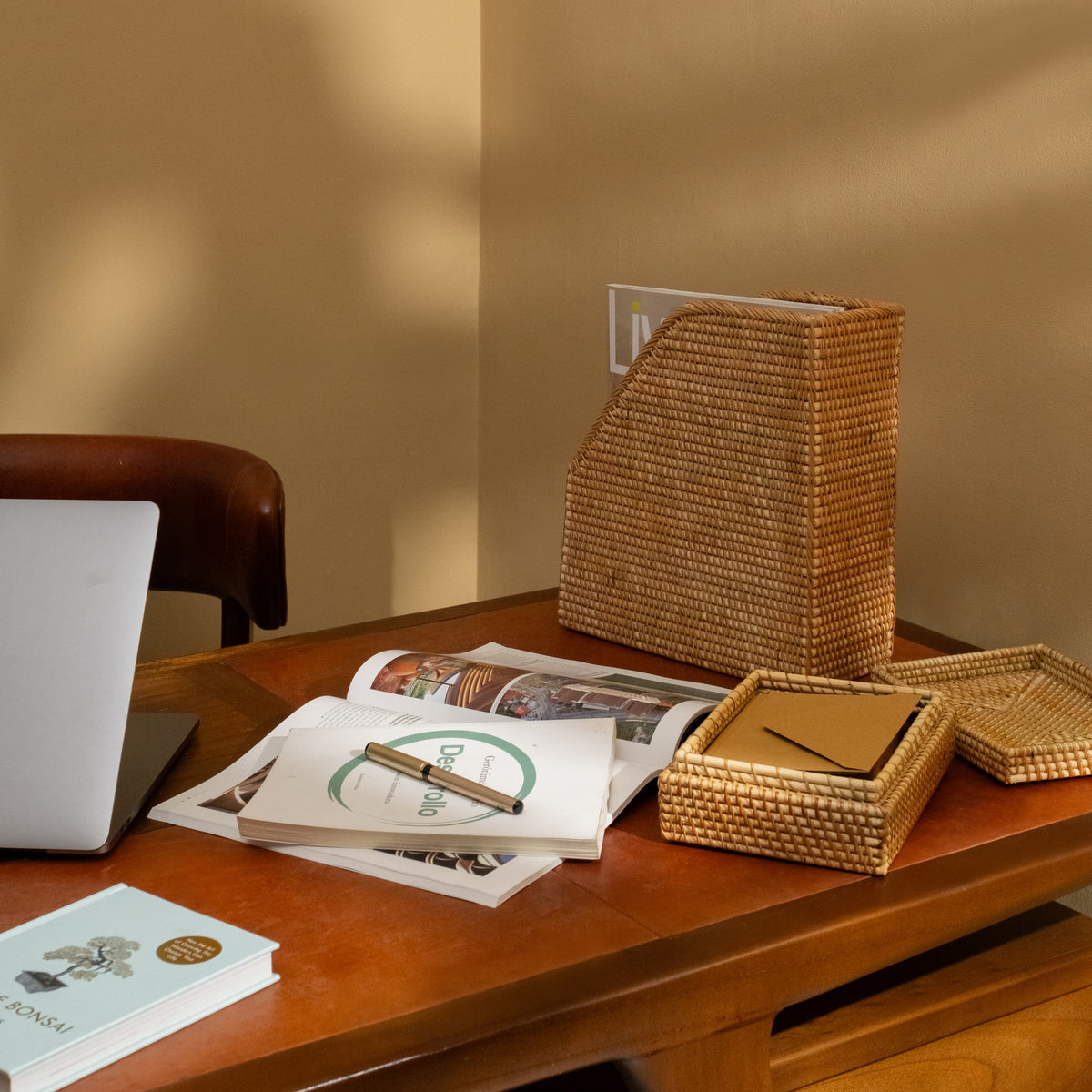 Rattan Magazine Holder | a4 document holder - Upgrade you office decor